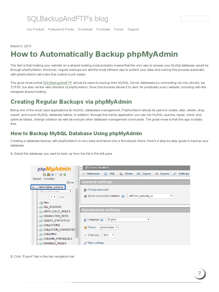 How To Automatically Backup Phpmyadmin Sqlbackupandftps Blog