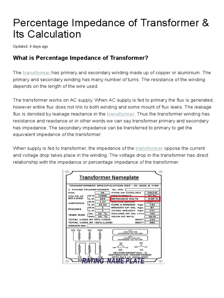 Understanding Transformer Percentage Impedance | PDF | Transformer ...