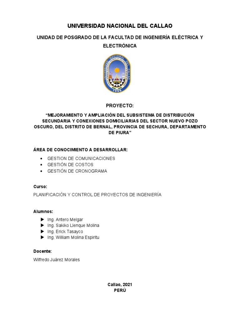 Proyecto Final - Grupo 2 | PDF | Planificación | Comunicación