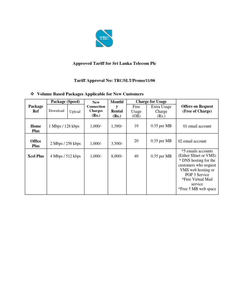 Volume Based Broadband Packages SLT | PDF | Internet | Cyberspace