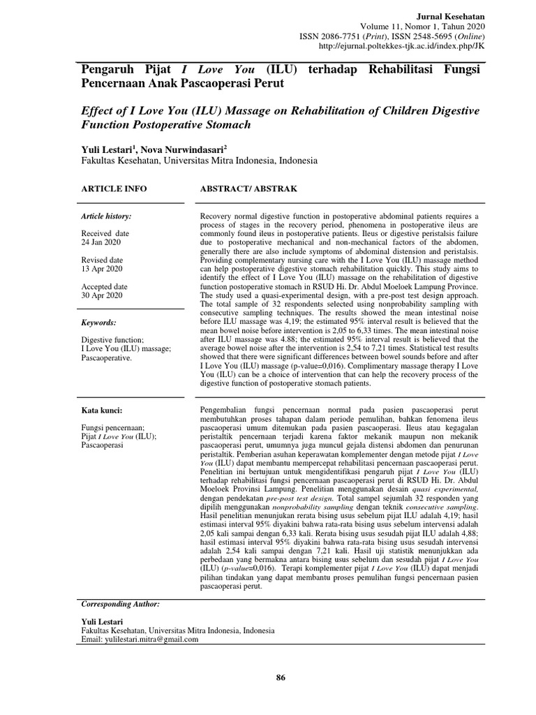 Effect of I Love You (ILU) Massage On Rehabilitation of Children ...