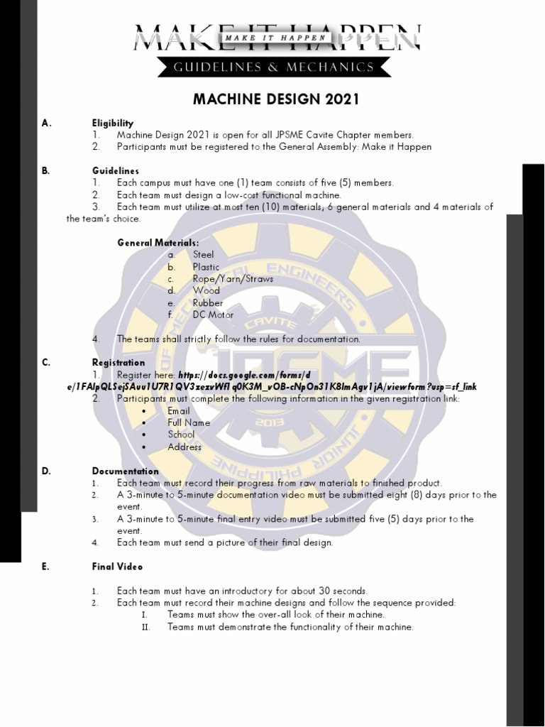 Machine Design 2021 Guidelines and Mechanics | PDF