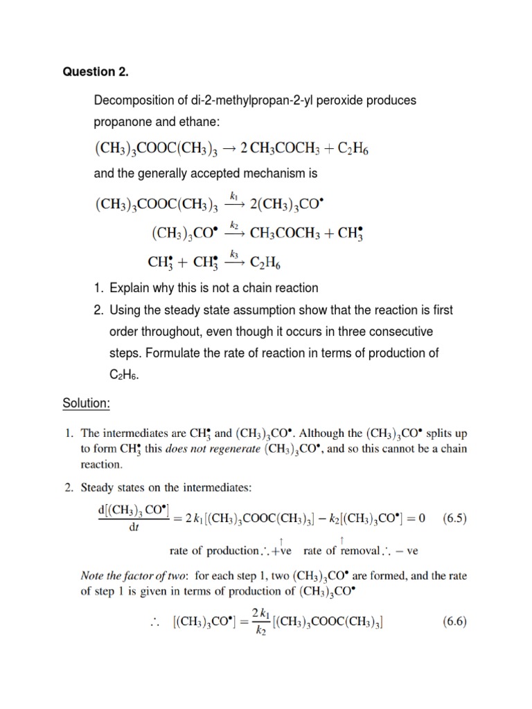 Chemical Kinetics of Complex Reactions - Sample Solution - Question 2 | PDF