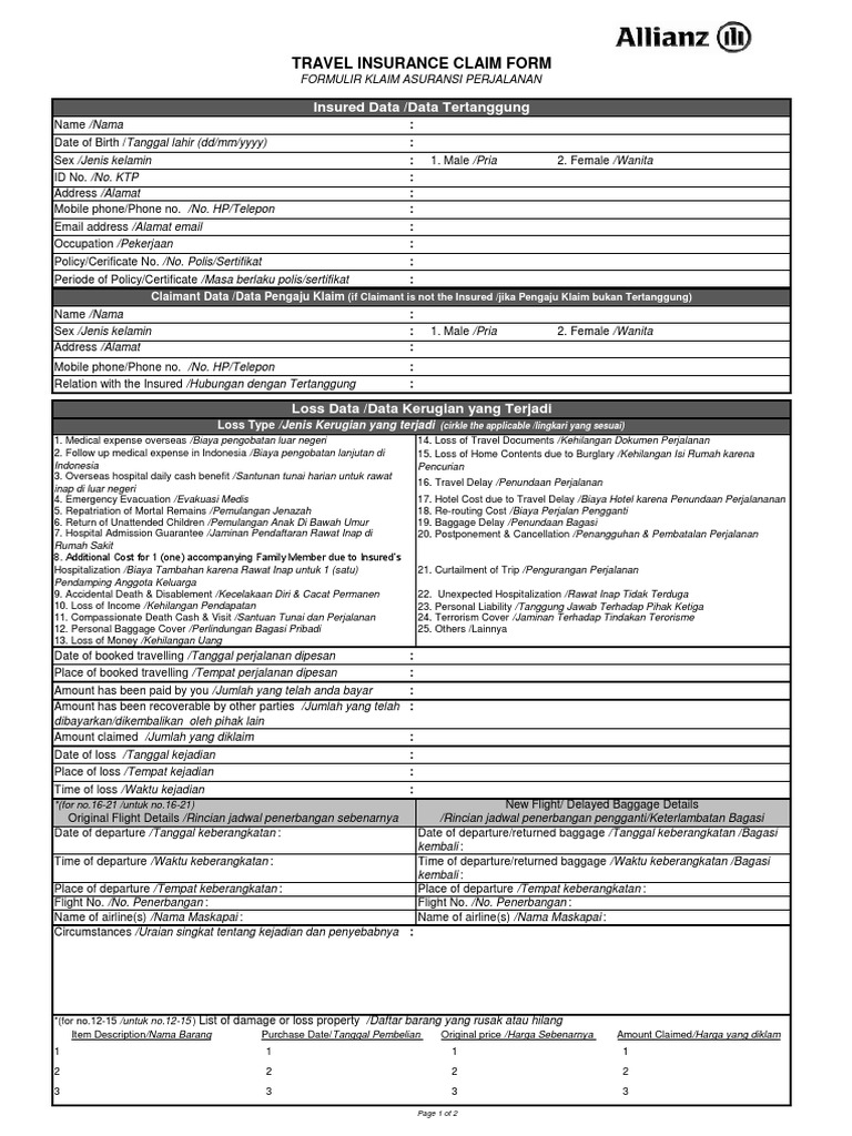 Travel Insurance Claim Form | PDF | Medical Diagnosis | Medicine
