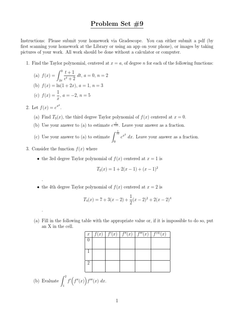 Duke Math 122 Problem Set 9 | PDF | Power Series | Applied Mathematics
