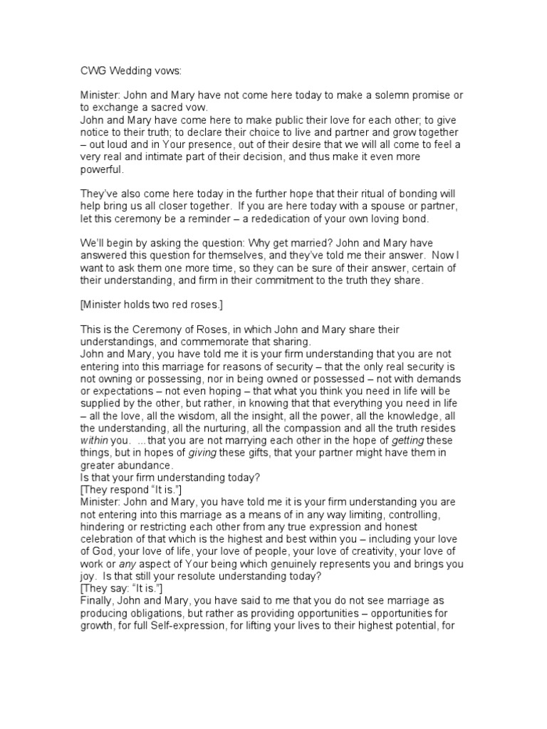 Conversations With God Wedding Vows | PDF | Wedding | Love