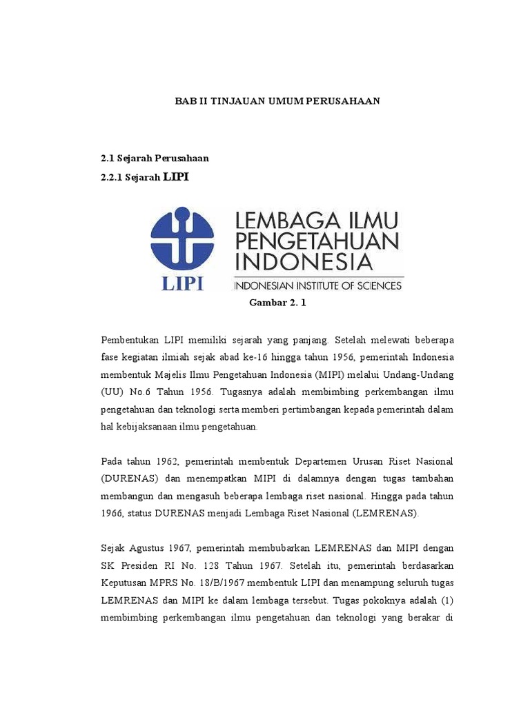Sejarah dan Visi Misi LIPI | PDF | Komputer