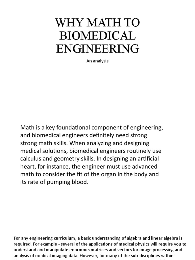 Why Math To Biomedical Engineering | PDF | Mathematics | Biomedical ...