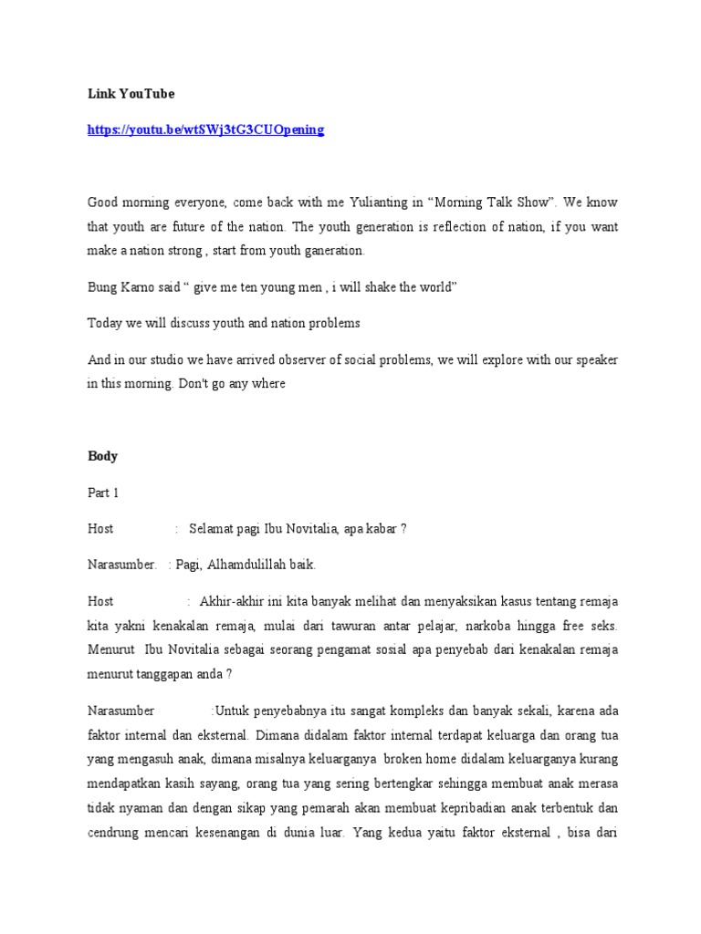 Naskah Uas Talkshow Fix | PDF