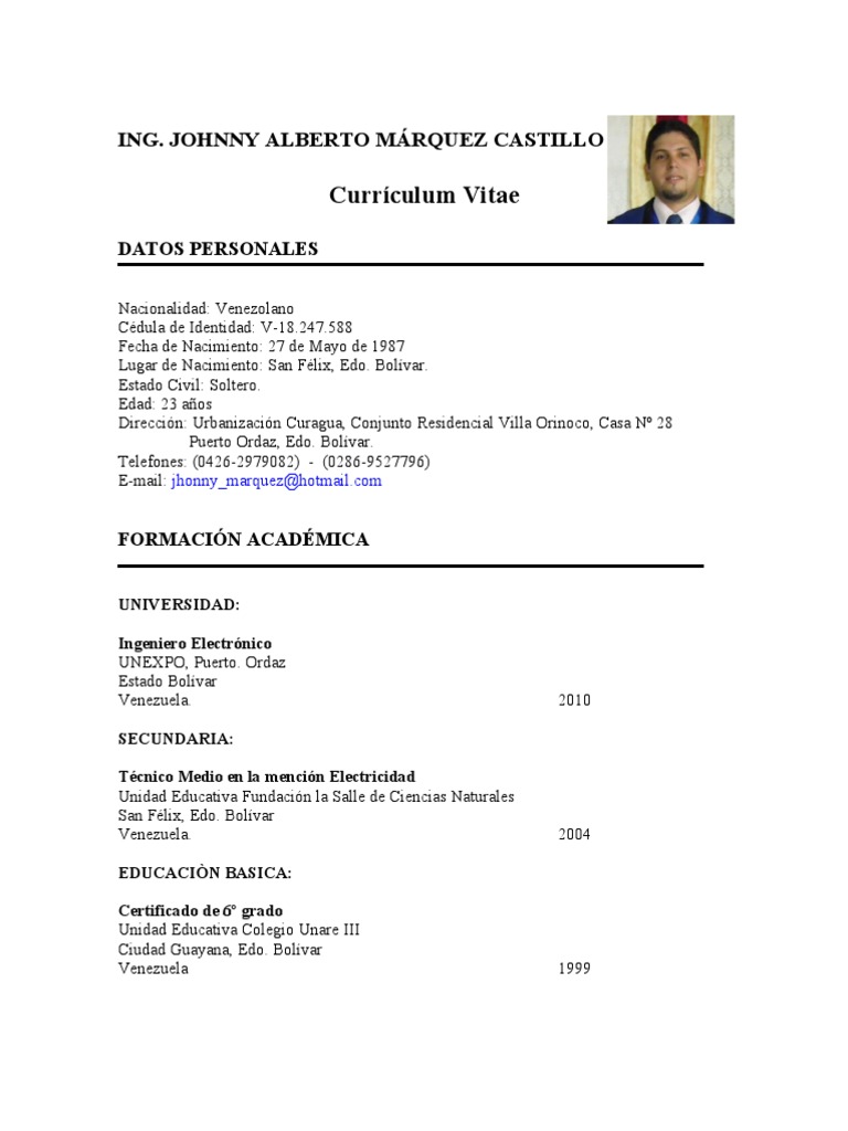 Curriculum Vitae | PDF | Venezuela | Electrónica