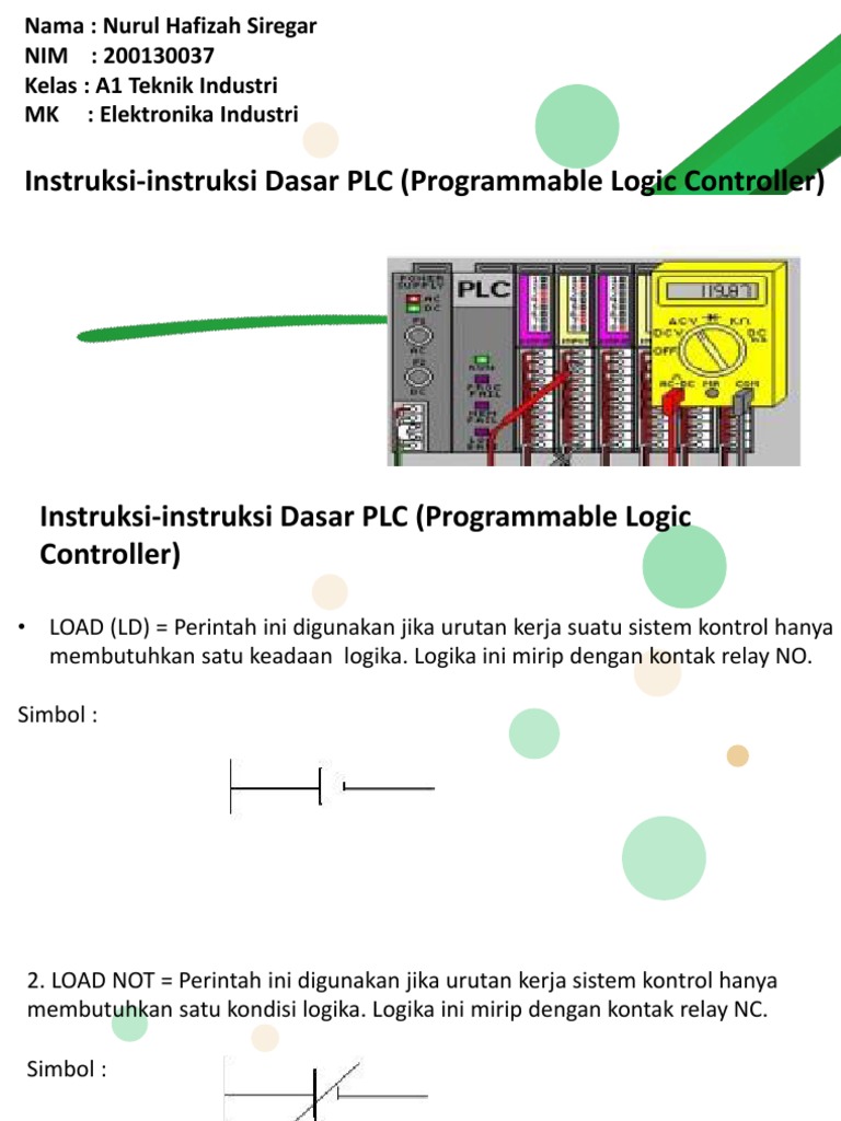 Nurul Hafizah Siregar (200130037) PPT Instruksi PLC Dasar-Dikonversi | PDF
