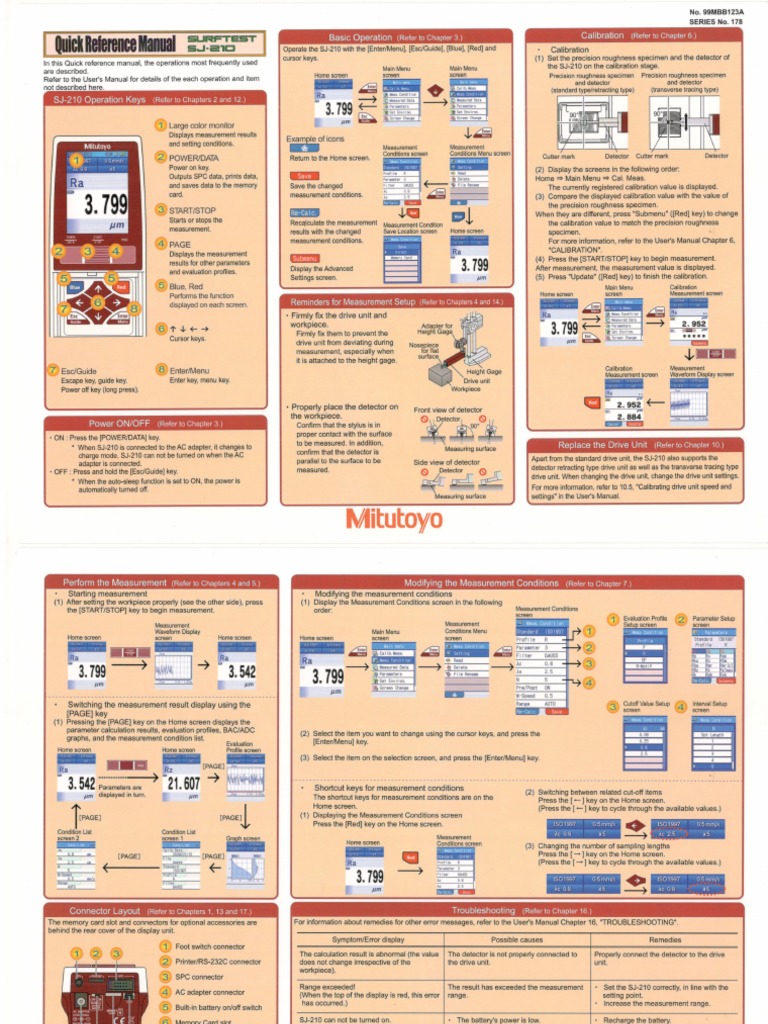 Quick Reference Manual Surftest Sj-210 | PDF