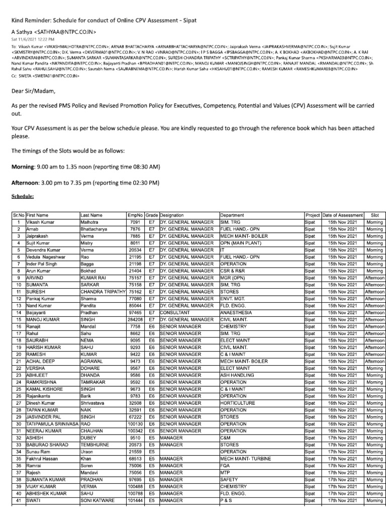 CPV Examination Schedule - pdf6112021 | PDF