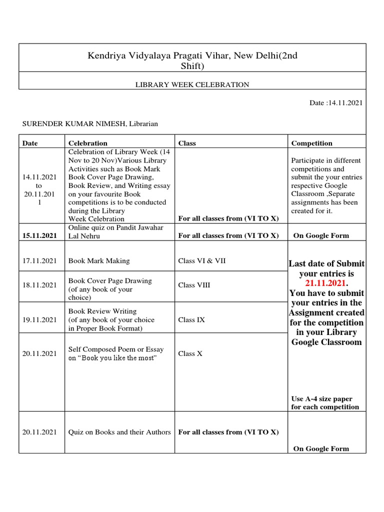 Library Week Celebration 2021 | PDF