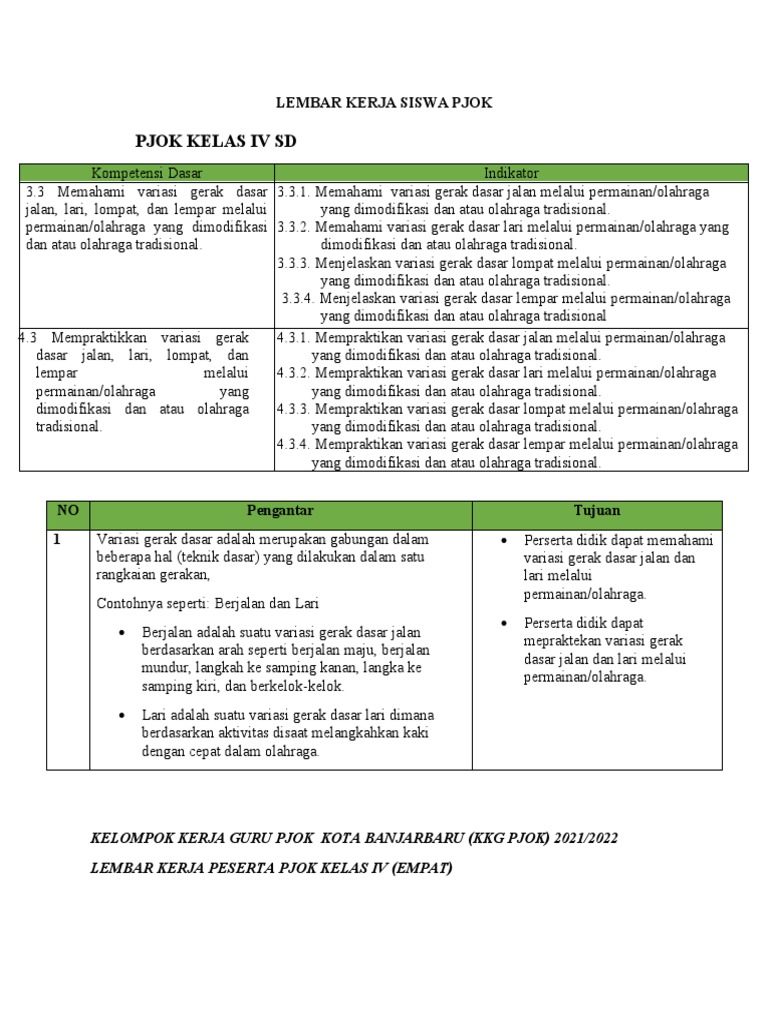 LEMBAR KERJA PESERTA DIDIK (LKPD) KELAS IV (Empat) | PDF