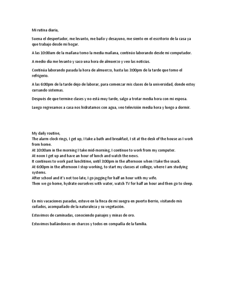 Mi rutina diaria trabajando desde casa | PDF