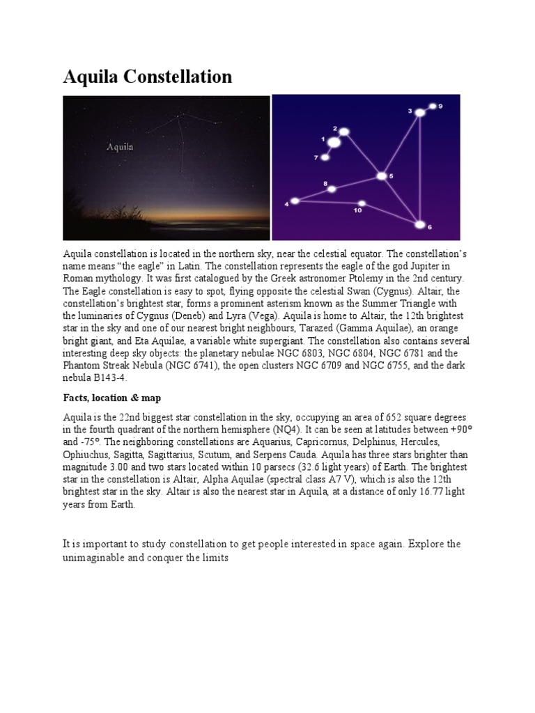 Aquila Constellation: Facts, Location & Map | PDF | Young Adult