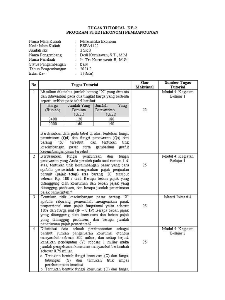 Tugas Tutorial 2 - Espa4122 | PDF