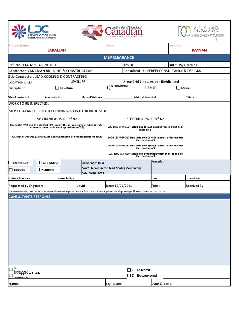 Work Inspection Request | PDF | Engineering | Architectural Design