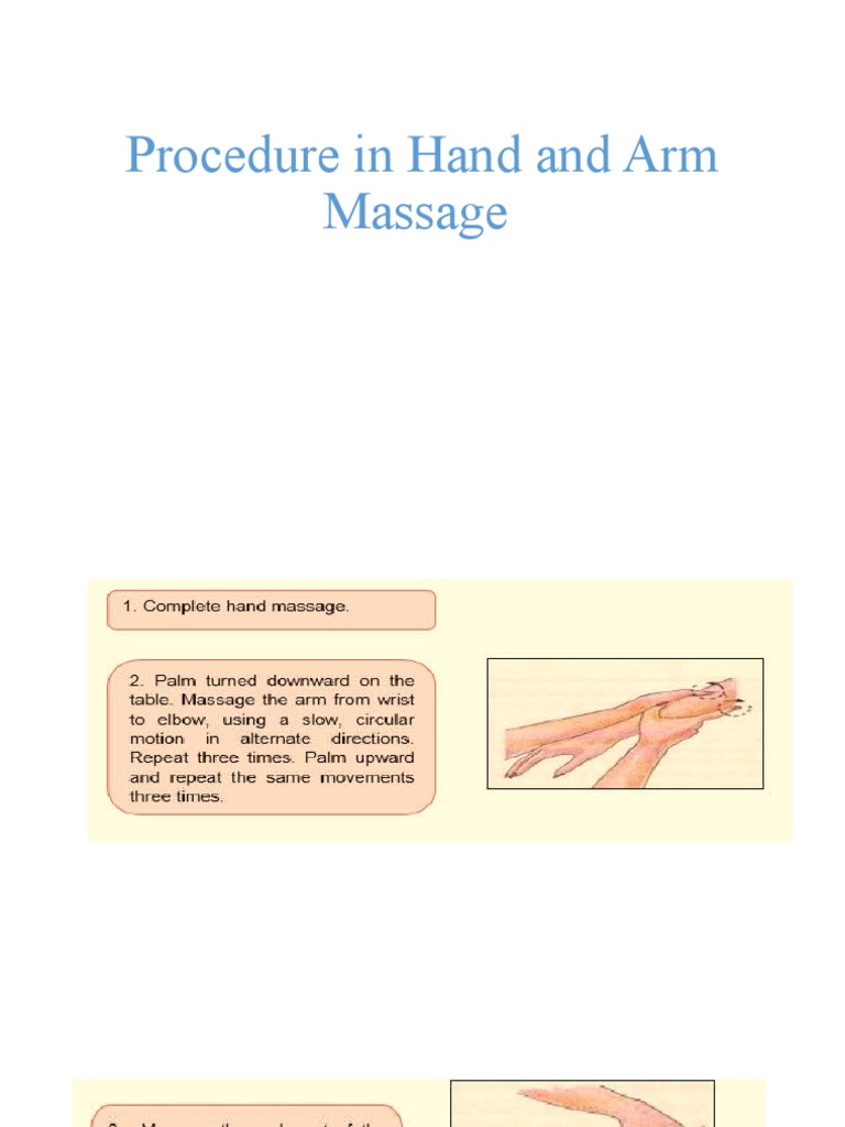 Procedure in Hand and Arm Massage | PDF