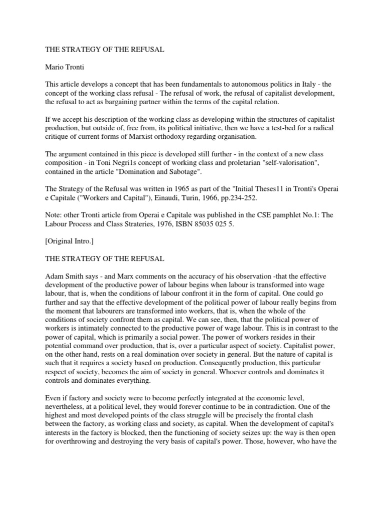 The Strategy of The Refusal | PDF