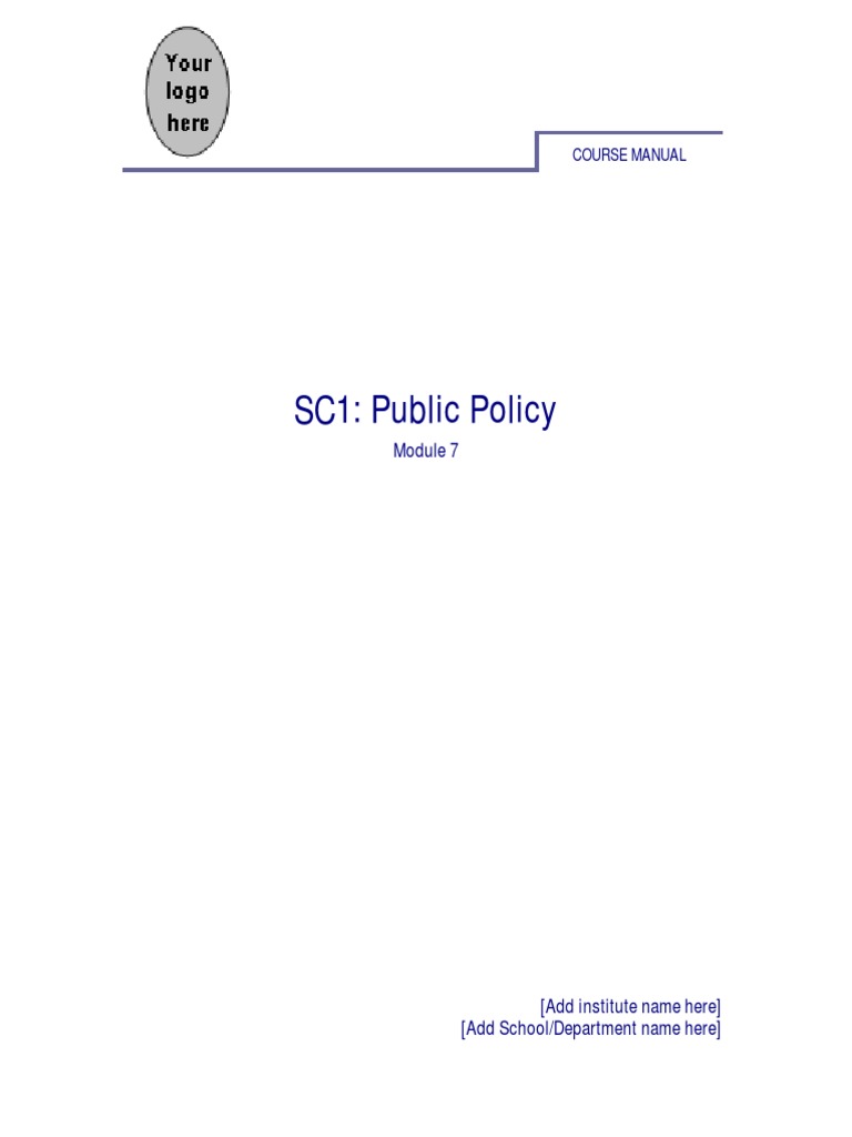 SC1: Public Policy: Course Manual | PDF | Policy | Accountability