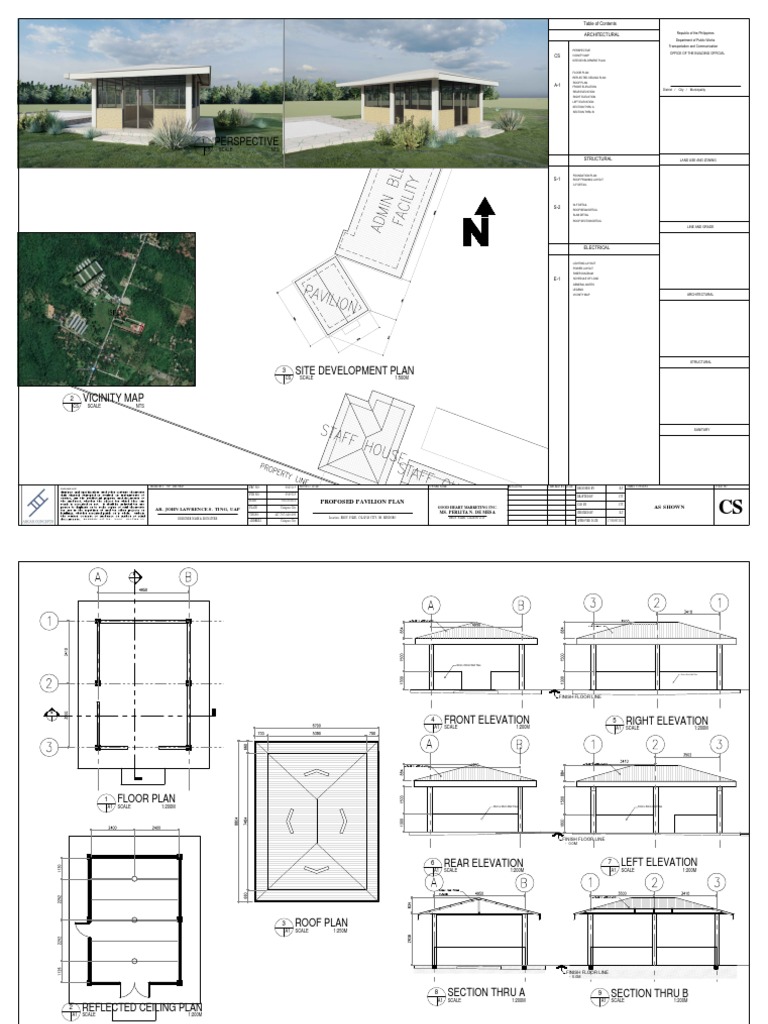 Proposed Pavilion Plan Technical Drawings | PDF | Roof | Building ...