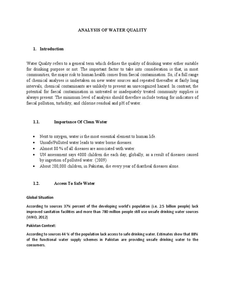 Analysis of Water Quality | PDF | Drinking Water | Water Quality