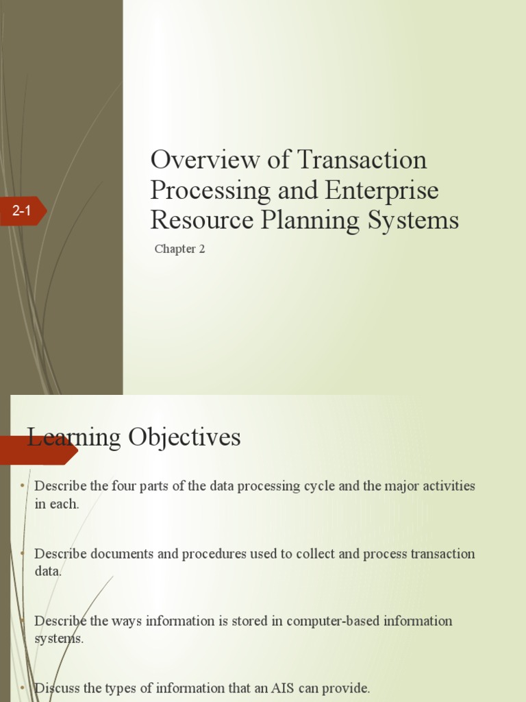 Overview of Transaction Processing and Enterprise Resource Planning Systems | PDF | Databases ...