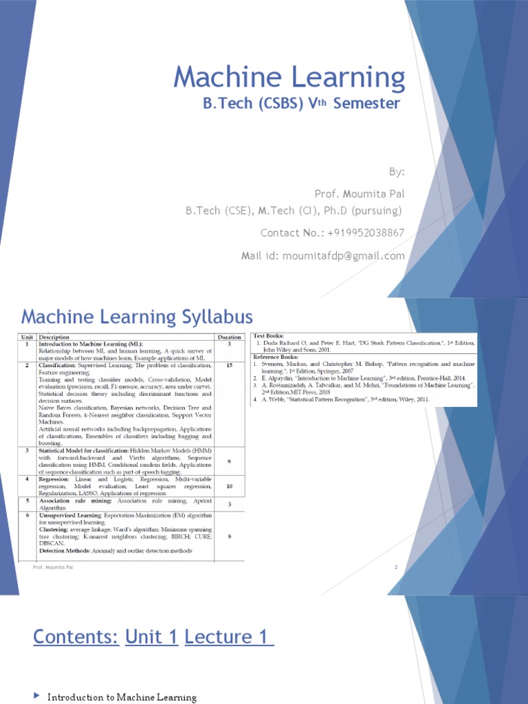Machine Learning: B.Tech (CSBS) V Semester | PDF | Machine Learning | Systems Science
