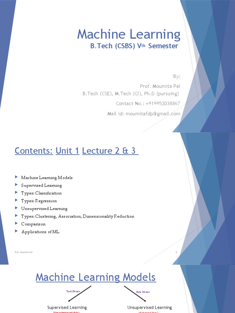 Machine Learning: B.Tech (CSBS) V Semester | PDF | Machine Learning | Regression Analysis