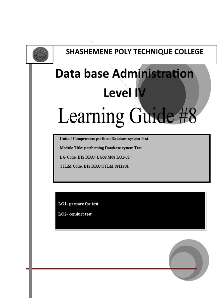 Data Base Administration Level IV: Shashemene Poly Technique College ...