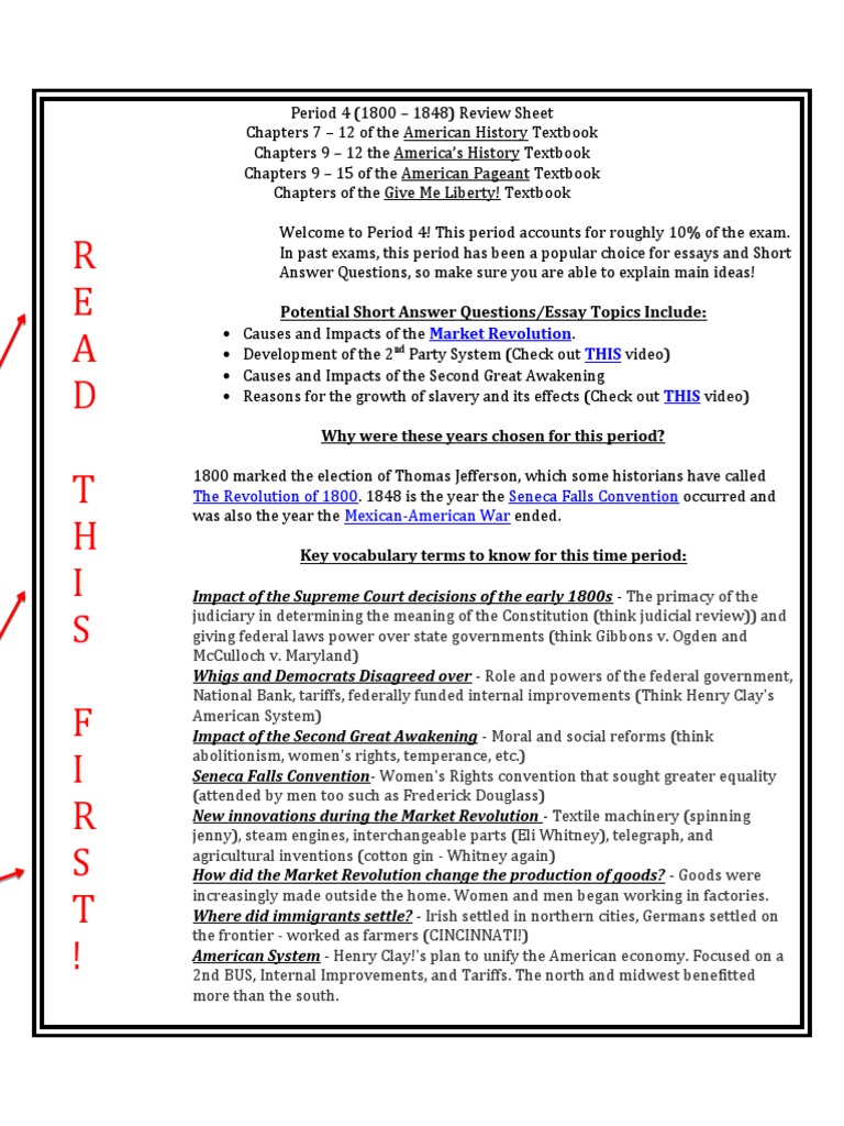 Period 4 American History Overview | PDF | Whig Party (United States ...