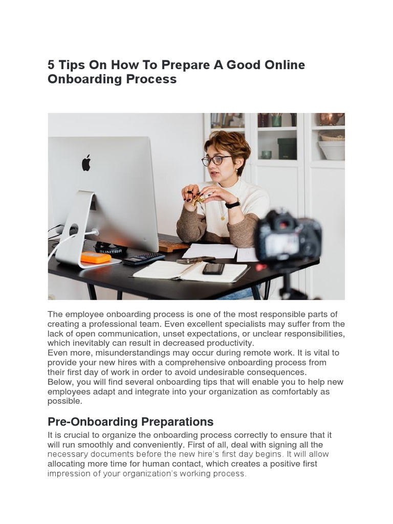 5 Tips On How To Prepare A Good Online Onboarding Process | PDF ...
