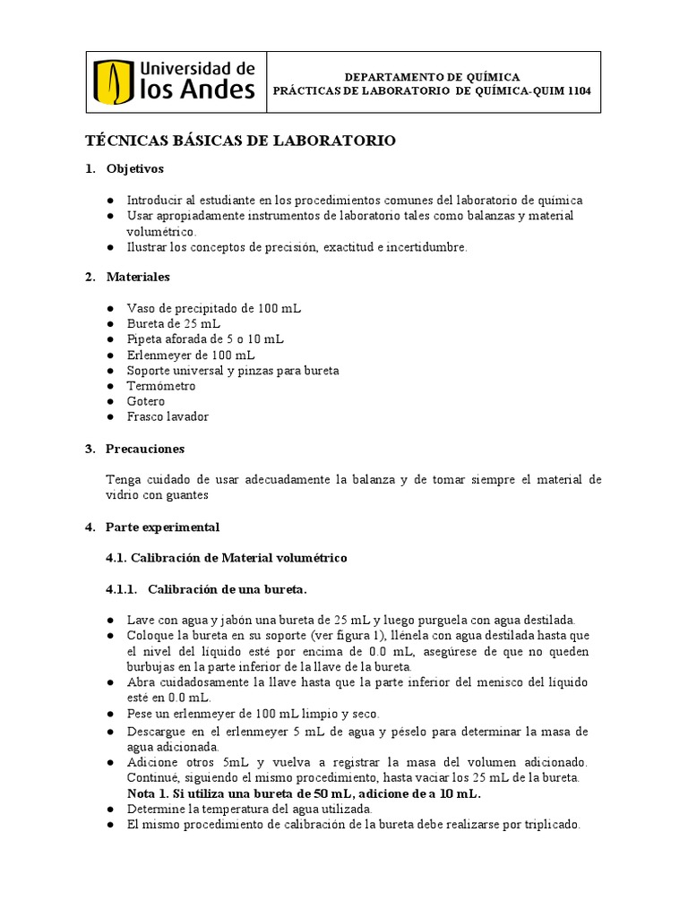Práctica 1 Técnicas Básicas de Laboratorio | PDF | Densidad | Exactitud ...