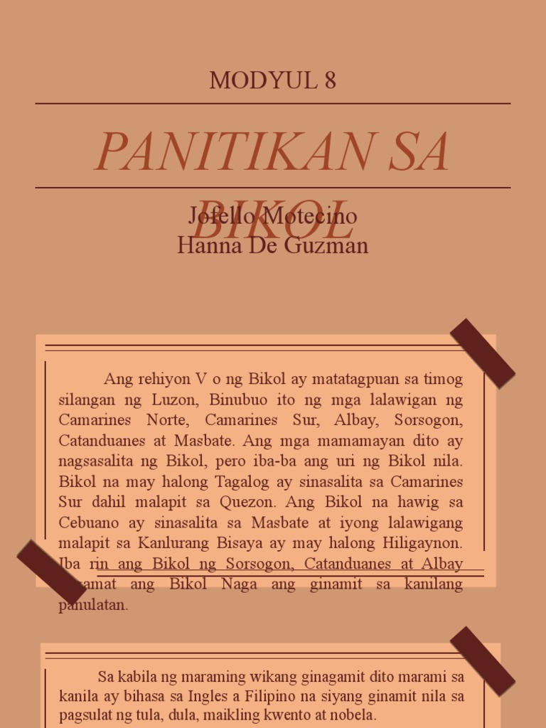 LIT 101 - Panitikan NG Bicol (Report) | PDF