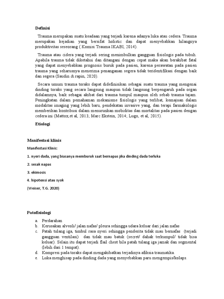 Bab 2 Trauma Thoraks | PDF