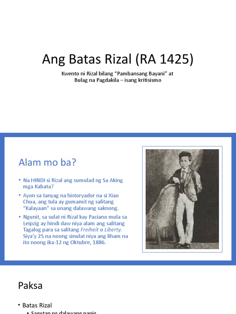 Ang Batas Rizal RA 1425 | PDF