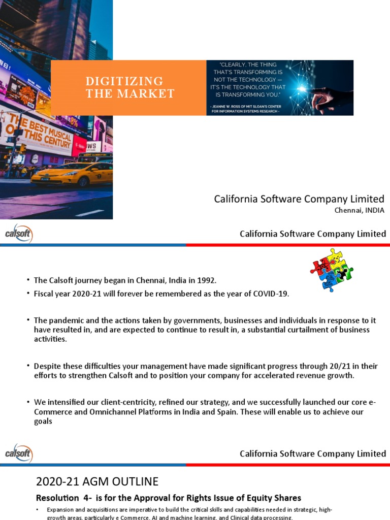Digitizing The Market: California Software Company Limited | PDF | E ...