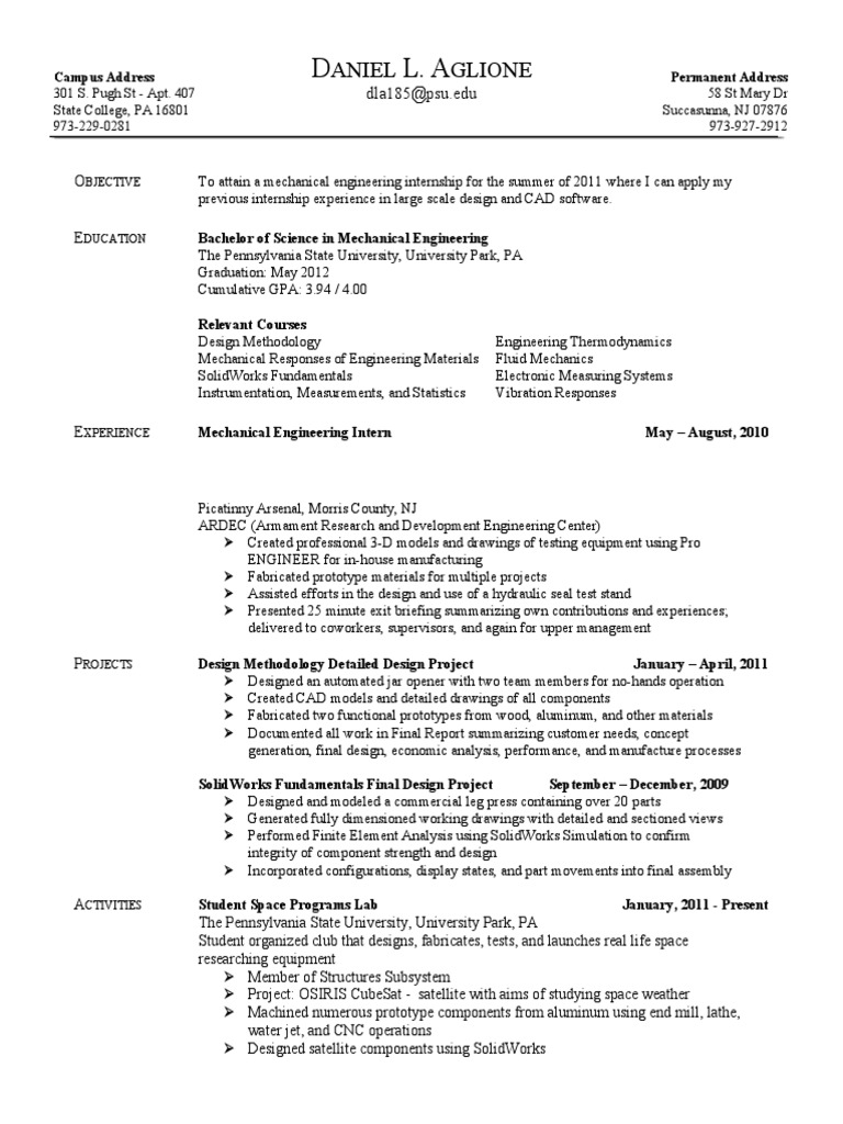 Resume Portfolio | PDF | Engineering | Mechanical Engineering