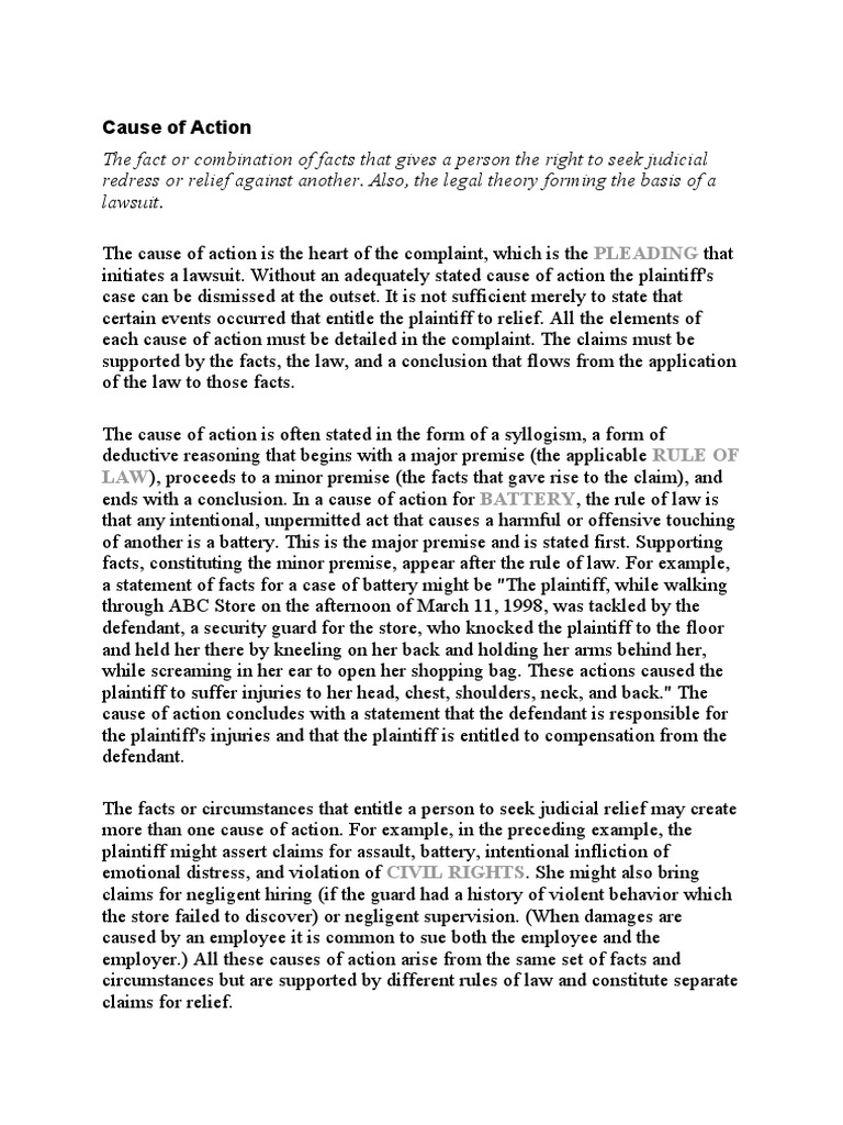 Cause of Action | Download Free PDF | Cause Of Action | Negligence