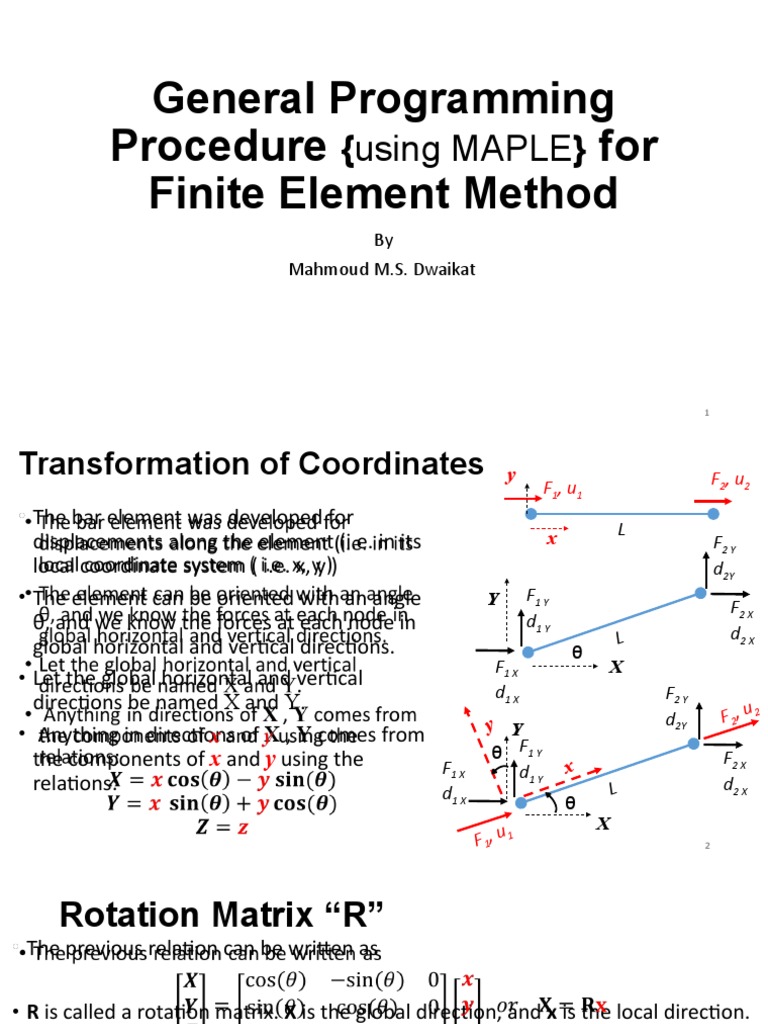 General Programming Procedure For Finite Element Method: (Using MAPLE) | PDF | Matrix ...