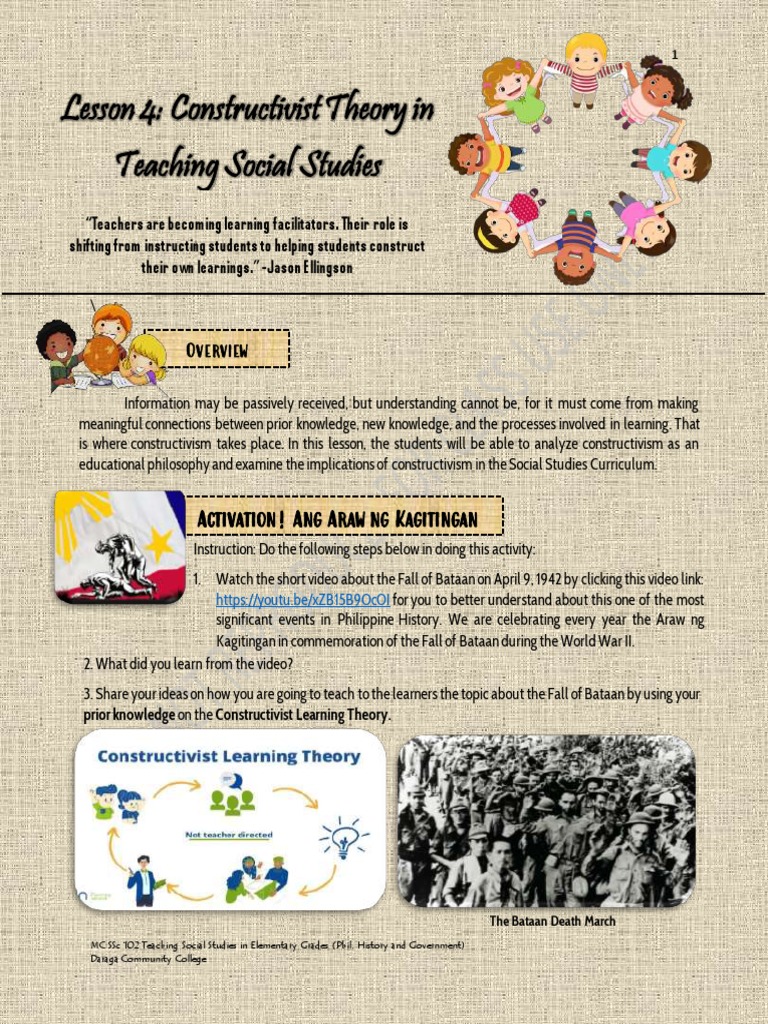 Lesson 4 Constructivist Theory In Teaching Social Studies Pdf