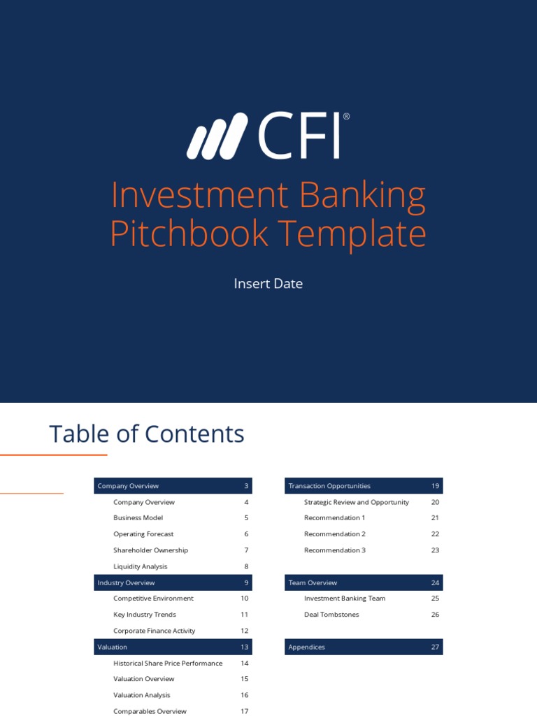 Investment Banking Pitchbook Template: Insert Date | PDF | Valuation ...