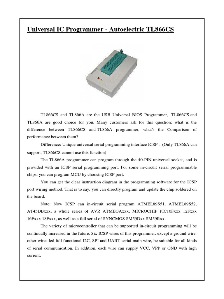 Universal IC Programmer - Autoelectric TL866CS | PDF | Flash Memory | Usb