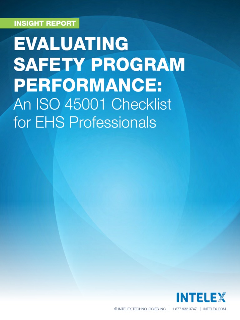 Evaluating Safety Program Performance:: An ISO 45001 Checklist For EHS ...