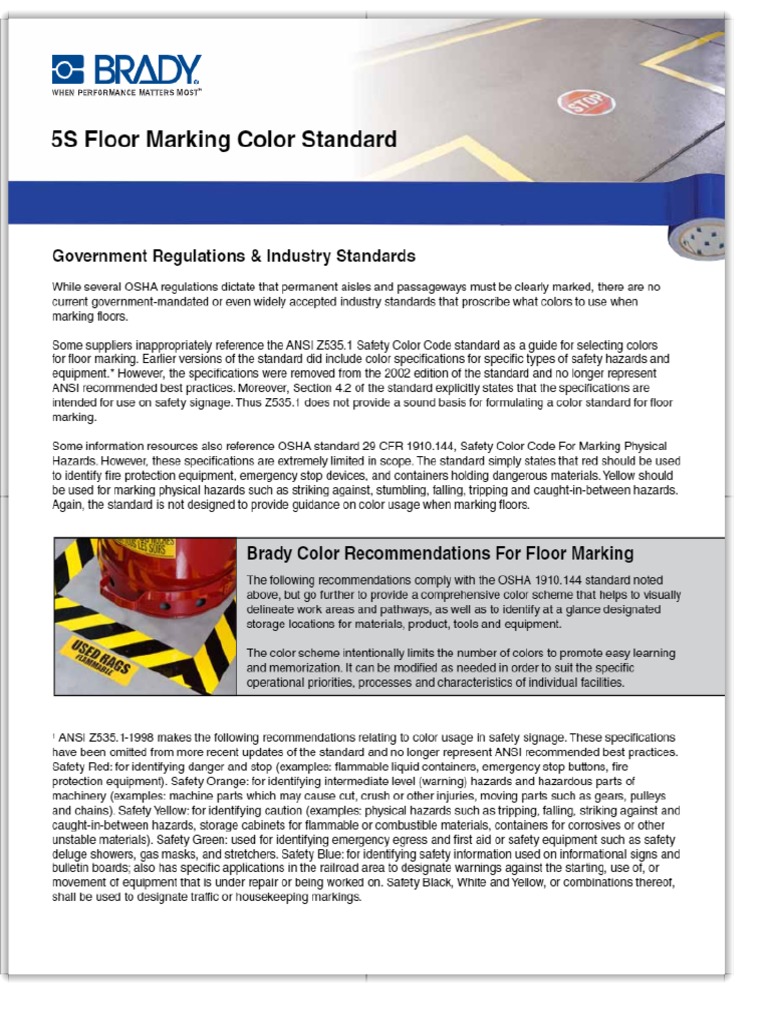5S Floor Marking Color Standard PDF | PDF