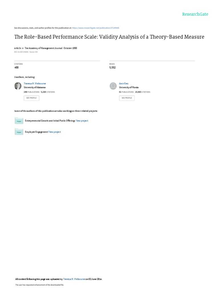 Role Based Performance Scale | PDF | Performance Appraisal | Validity ...