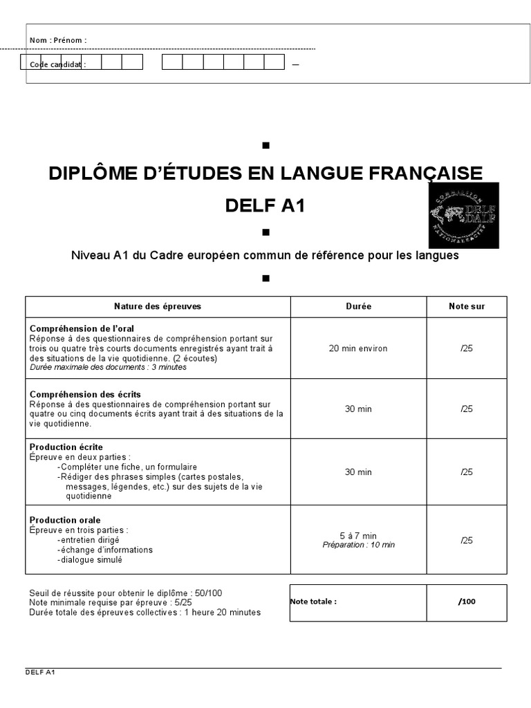 Exemple-3-Sujet-Complet-Delf-A1-Co CE Et PE | PDF | Paris