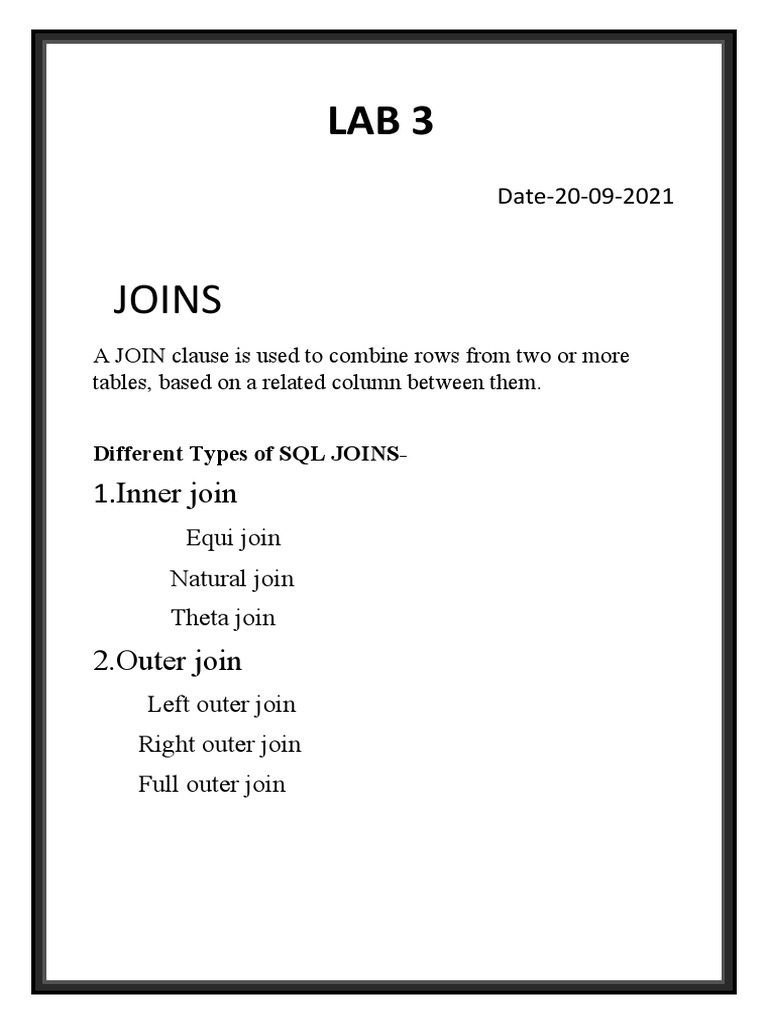 Joins: 1.inner Join | PDF | Databases | Data Management Software